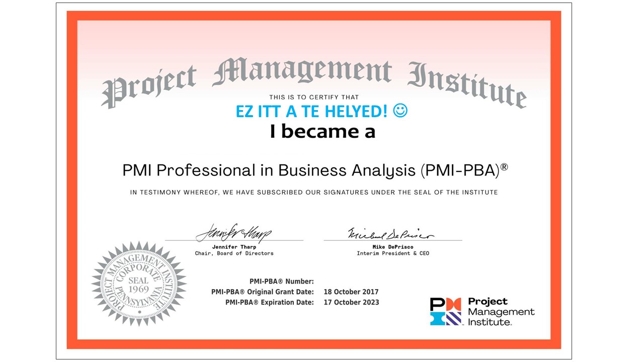 PMI-PBA (PMI Professional in Business Analysis) vizsgafelkészítő